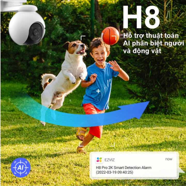 Camera Wifi Ngoài Trời EZVIZ H8 3MP 2K - Xoay 360 Độ - Đàm Thoại 2 Chiều