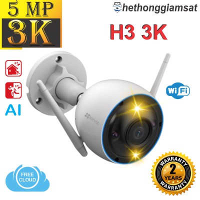 Camera Wifi Ngoài Trời EZVIZ H3 5MP 3K AI - Màu Bang Đêm - Đàm Thoại 2 Chiều - Vỏ Nhôm